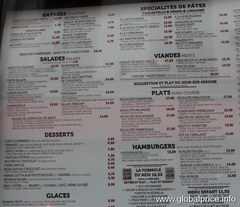 Prices in Paris in France at restaurants and cafes