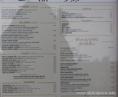Prices in Paris in France at restaurants and cafes